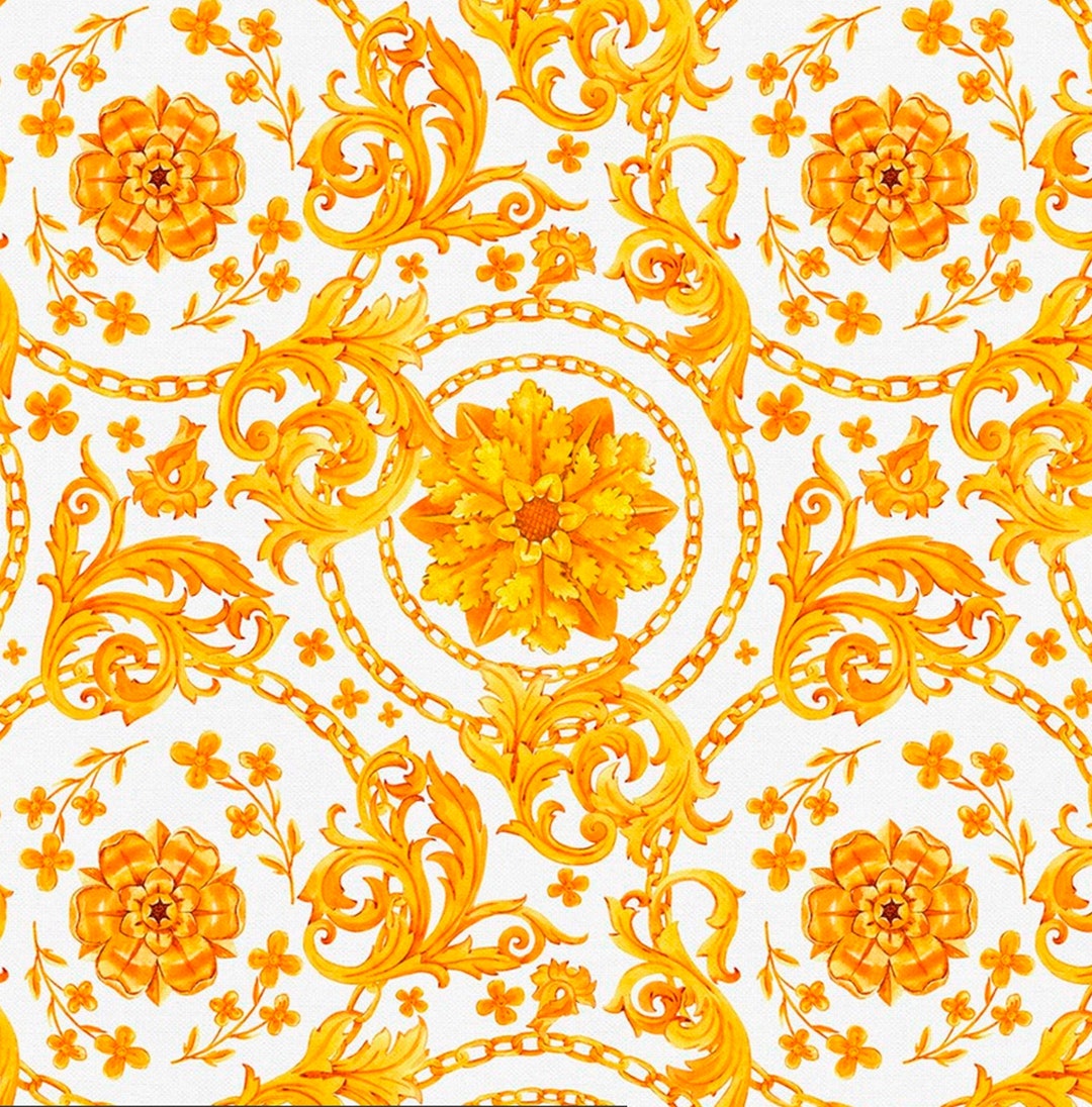 Baroque Fabric Upholstery Fabric by the Yard-meter Rococo Royal Golden ...