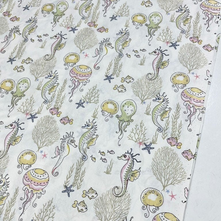 Sea Creatures Fabric Ocean Animals Fabric by the Yard-meter Baby Fabric ...