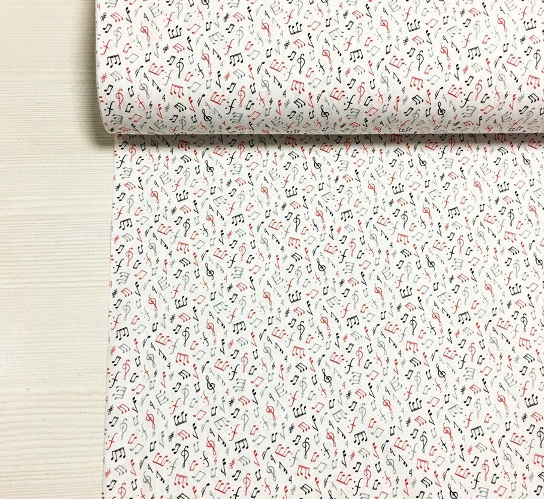Music Fabric by the Yard Small Print Fabric Musical Notes Fabric Mini ...