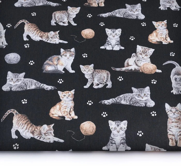 Cat fabric 100% cotton fabric by the Yard-Meter Cats print | Etsy