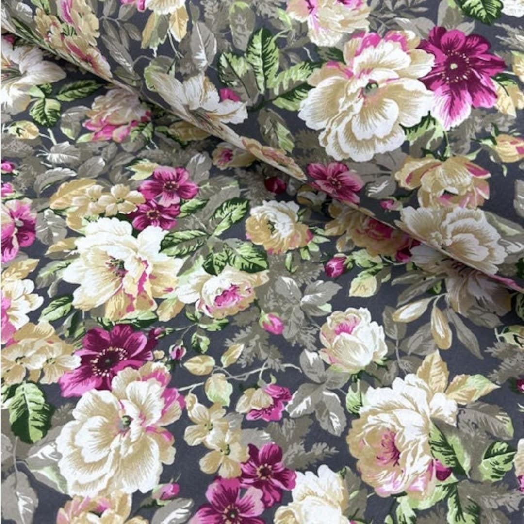 Cabbage Rose Fabric by the Yard-meter English Roses Cotton - Etsy