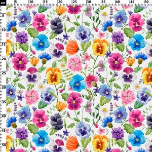Watercolor Wild Flower Fabric Upholstery Fabric by the Yard-meter ...