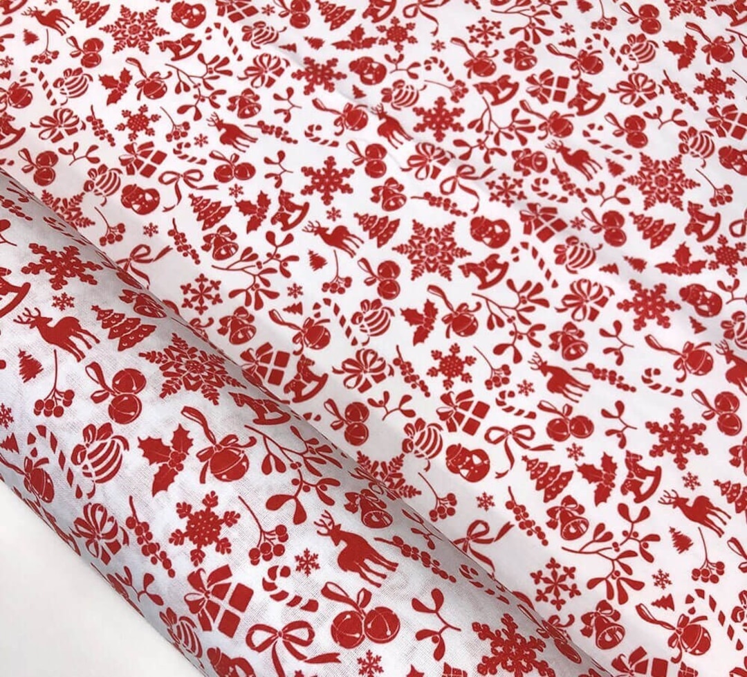 Christmas Mini Fabric Small Print Holiday Fabric by the - Etsy