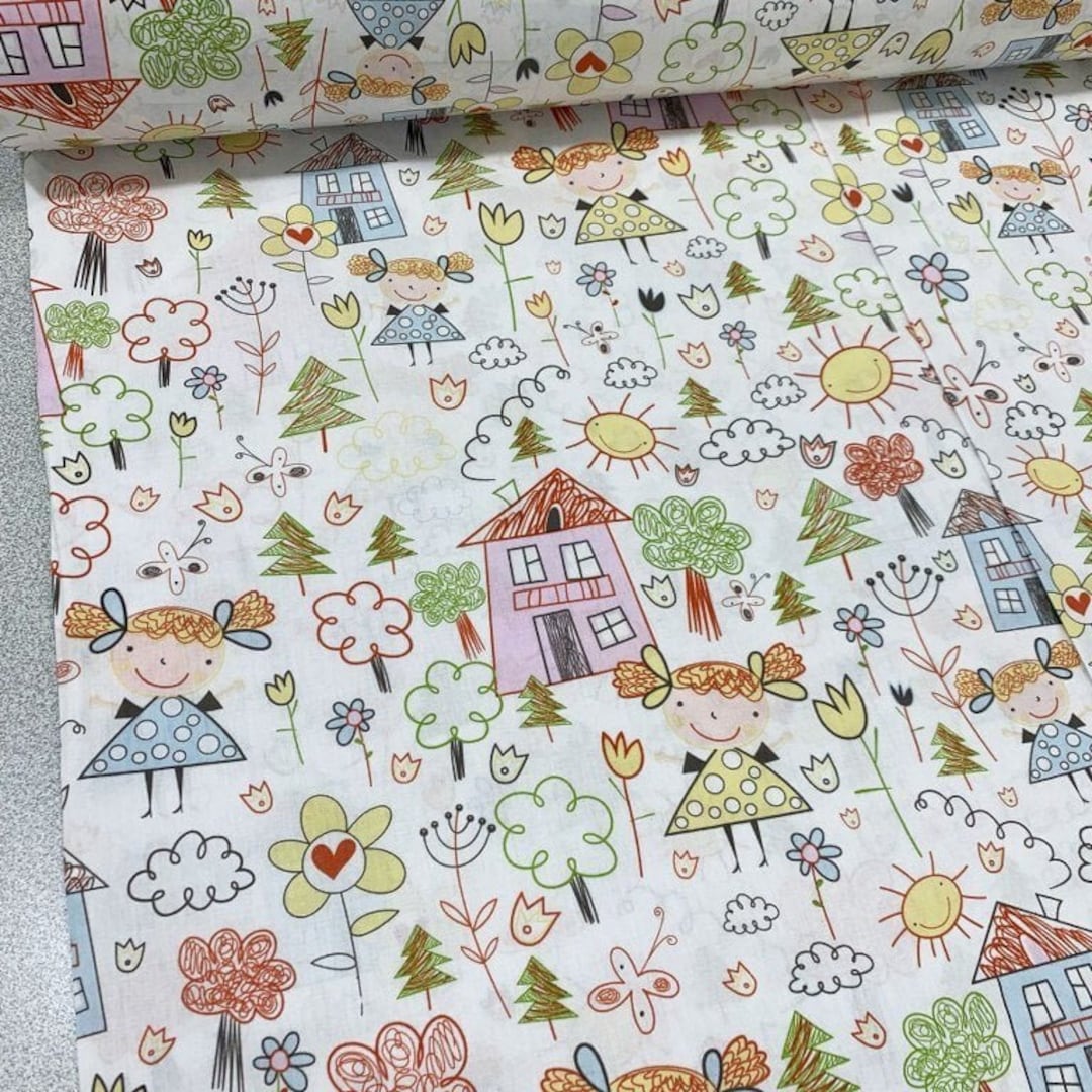 Kids Print Fabric Baby Fabric School Fabric Baby Girl and Baby - Etsy