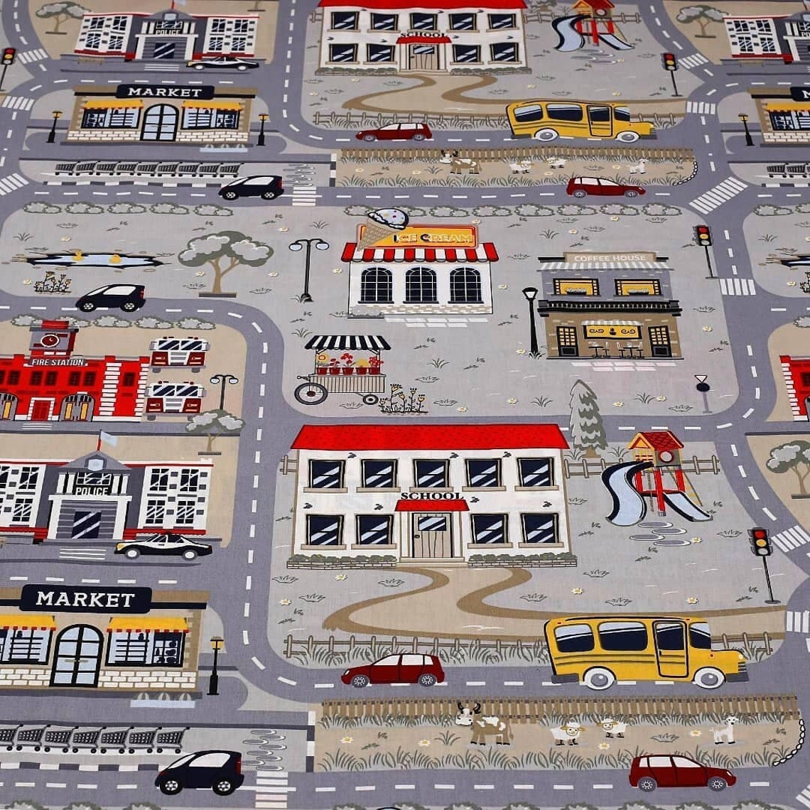 Road Map Fabric City Fabric Playmat Fabric Car Fabric by the - Etsy