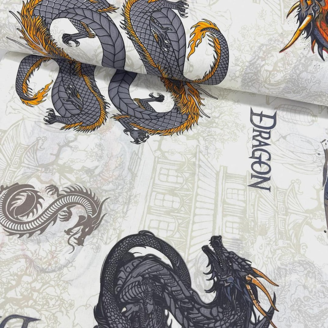 Dragon Fabric by the Yard Fairytale Fabric Fantasy Fabric Magical ...