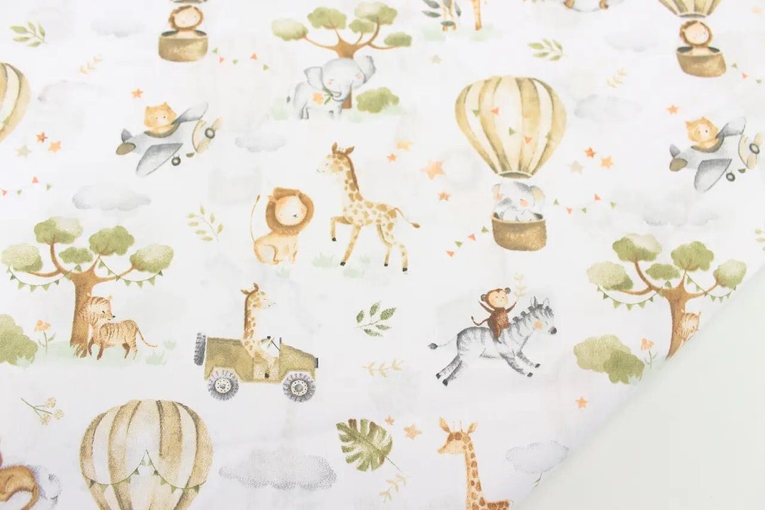 Safari Animals Fabric by the Yard Zoo Savannah Animals Fabric Jungle ...