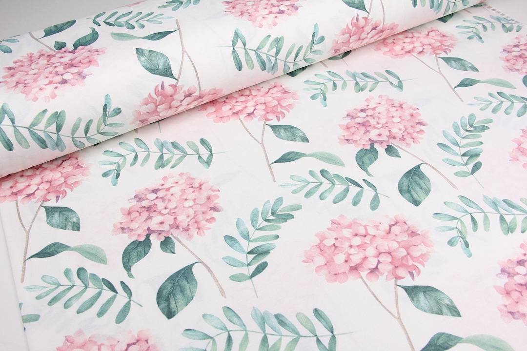 Watercolor Upholstery Fabric Hydrangea Fabric Floral Upholstery Fabric ...