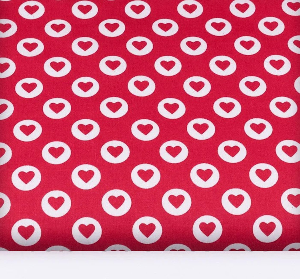 Hearts fabric Heart print fabric by the Yard-Meter Poplin 100% | Etsy
