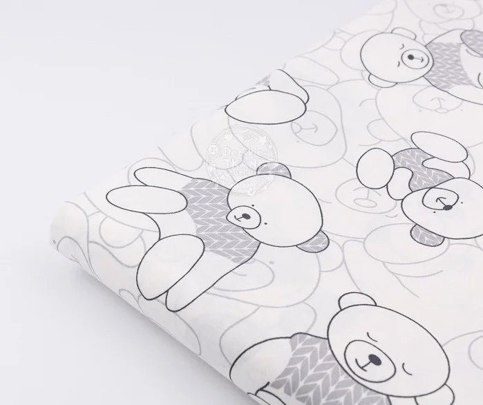 Baby boy nursery fabric Teddy bear cotton fabric by the yard | Etsy