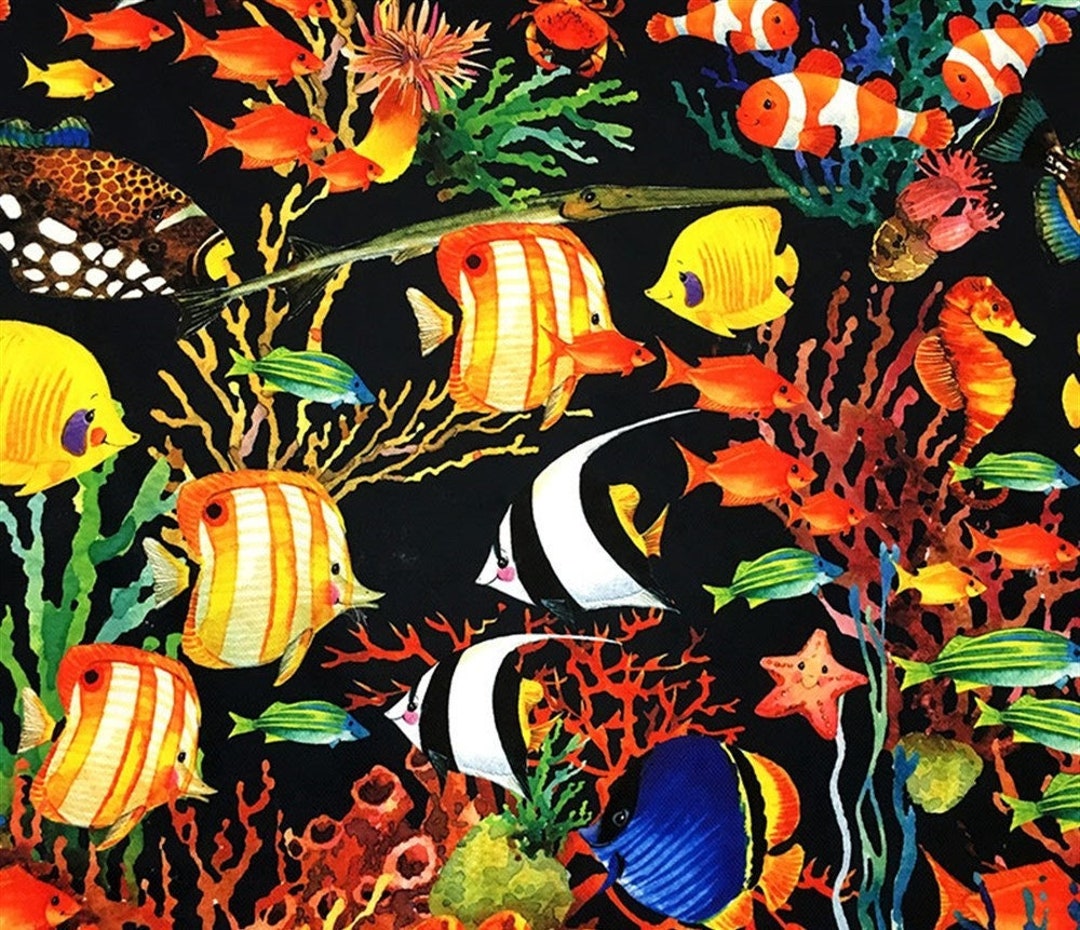 Fish Upholstery Fabric by the Yard-meter Marine Print Sea - Etsy