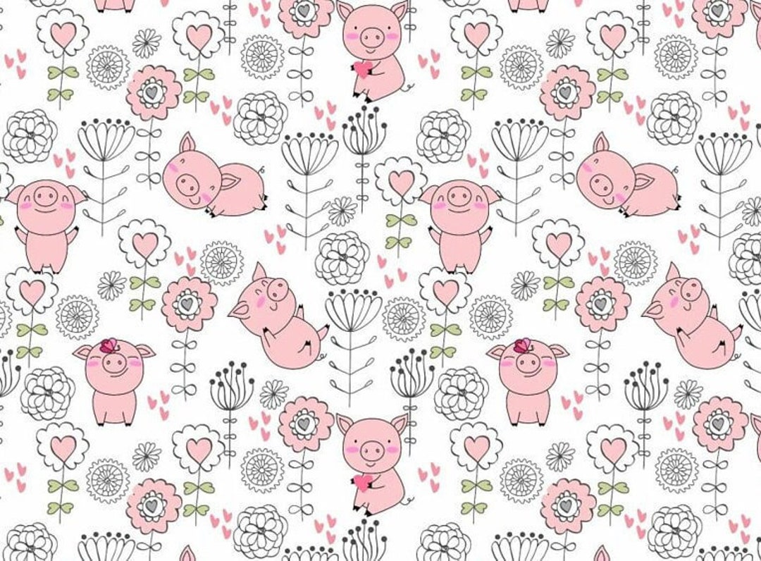 Pig Fabric Farm Animals Fabric Cute Piggy Fabric Baby Nursery Fabric by ...