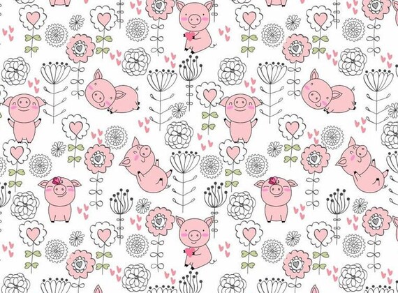 Pig Fabric Farm Animals Fabric Cute Piggy Fabric Baby Nursery - Etsy