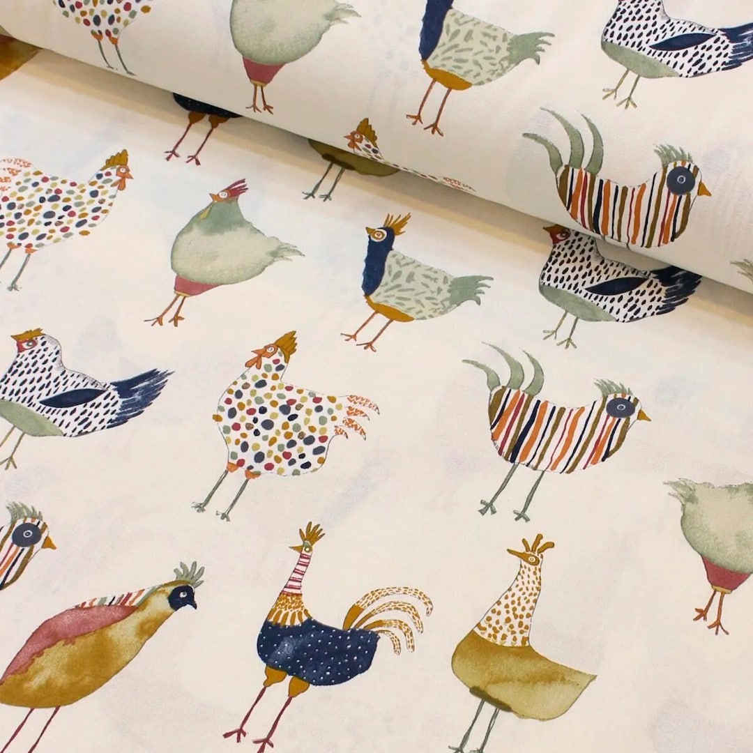 Bird Upholstery Fabric by the Yard Chicken Pastel Pheasant Fabric Water ...