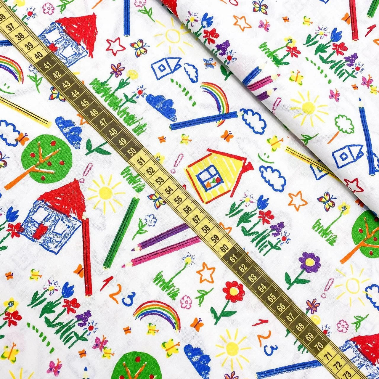 Kids cotton fabric Back to school fabric School fabric by the | Etsy