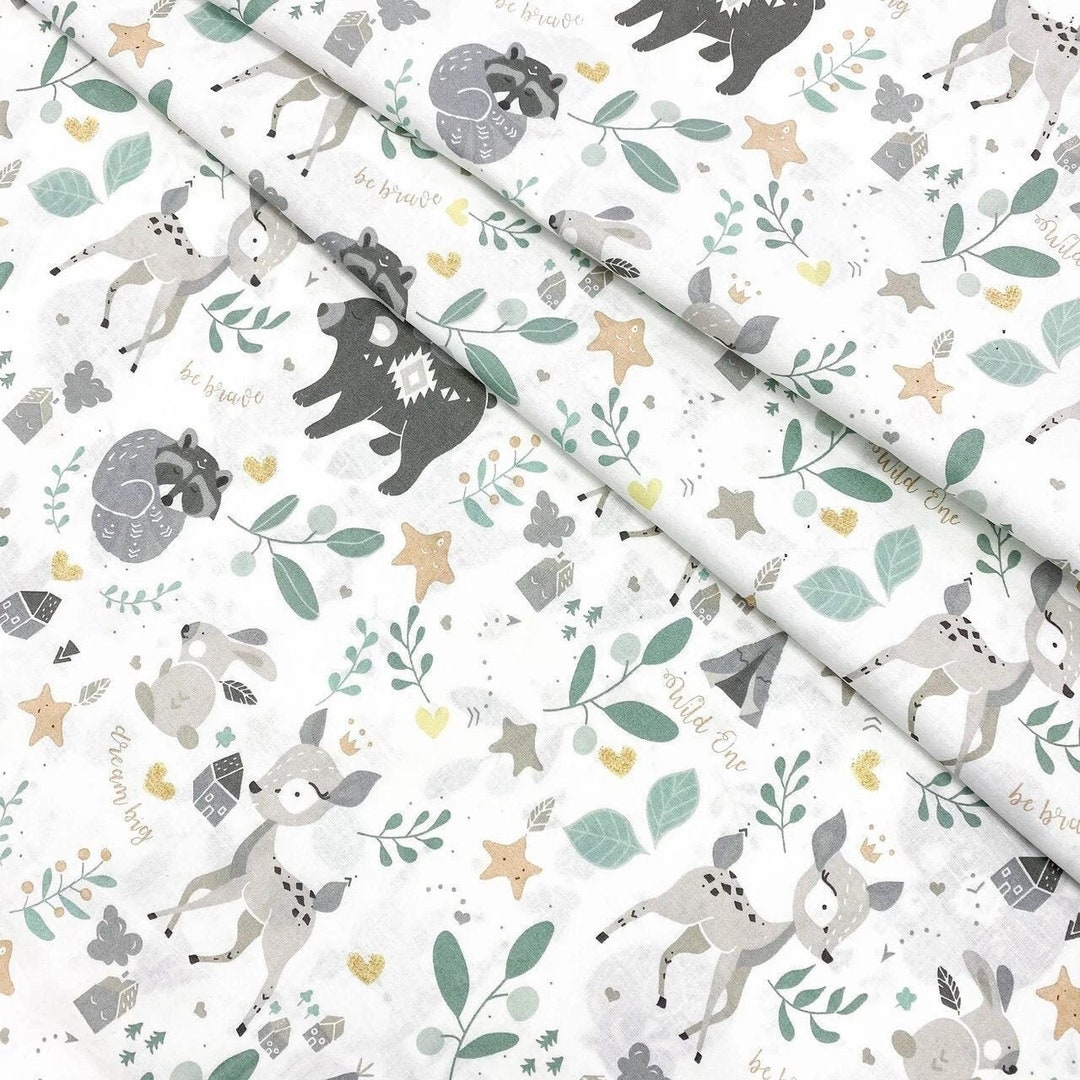 Woodland Nursery Fabric Baby Fabric Forest Animals Woodland - Etsy