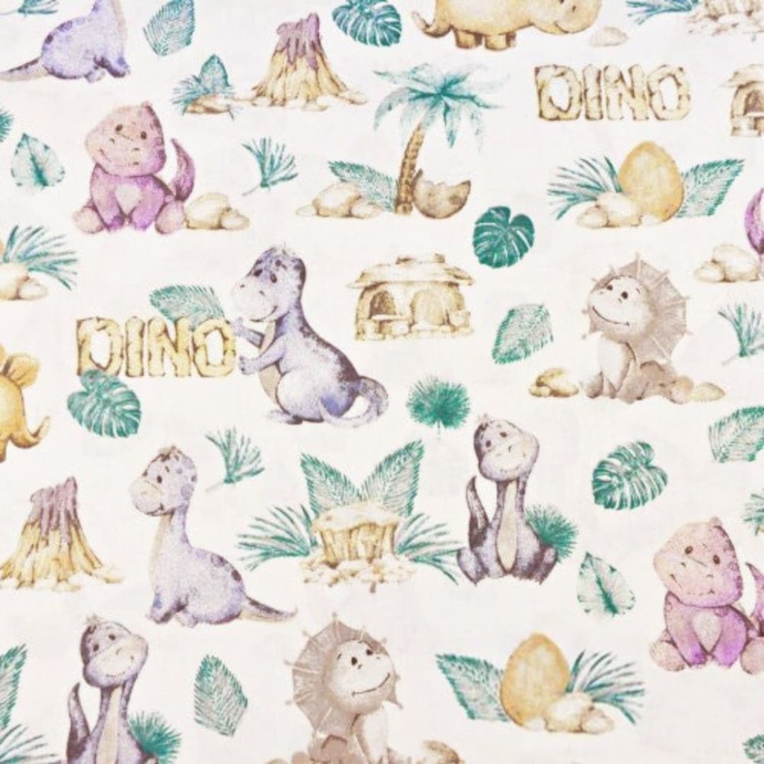 Baby Dinosaur Fabric Colorful Dino Fabric Boy or Girl Dinosaurs Fabric ...