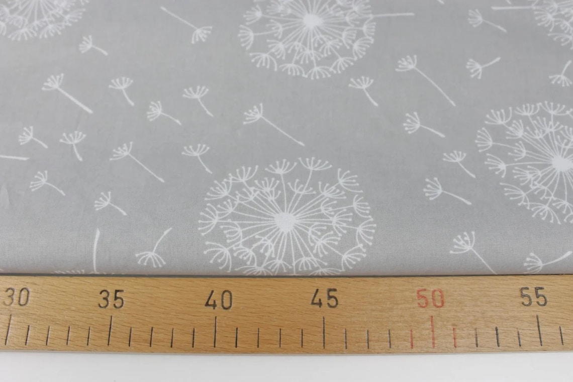 Dandelion Fabric by the Yard-meter Gray and White Dandelions - Etsy