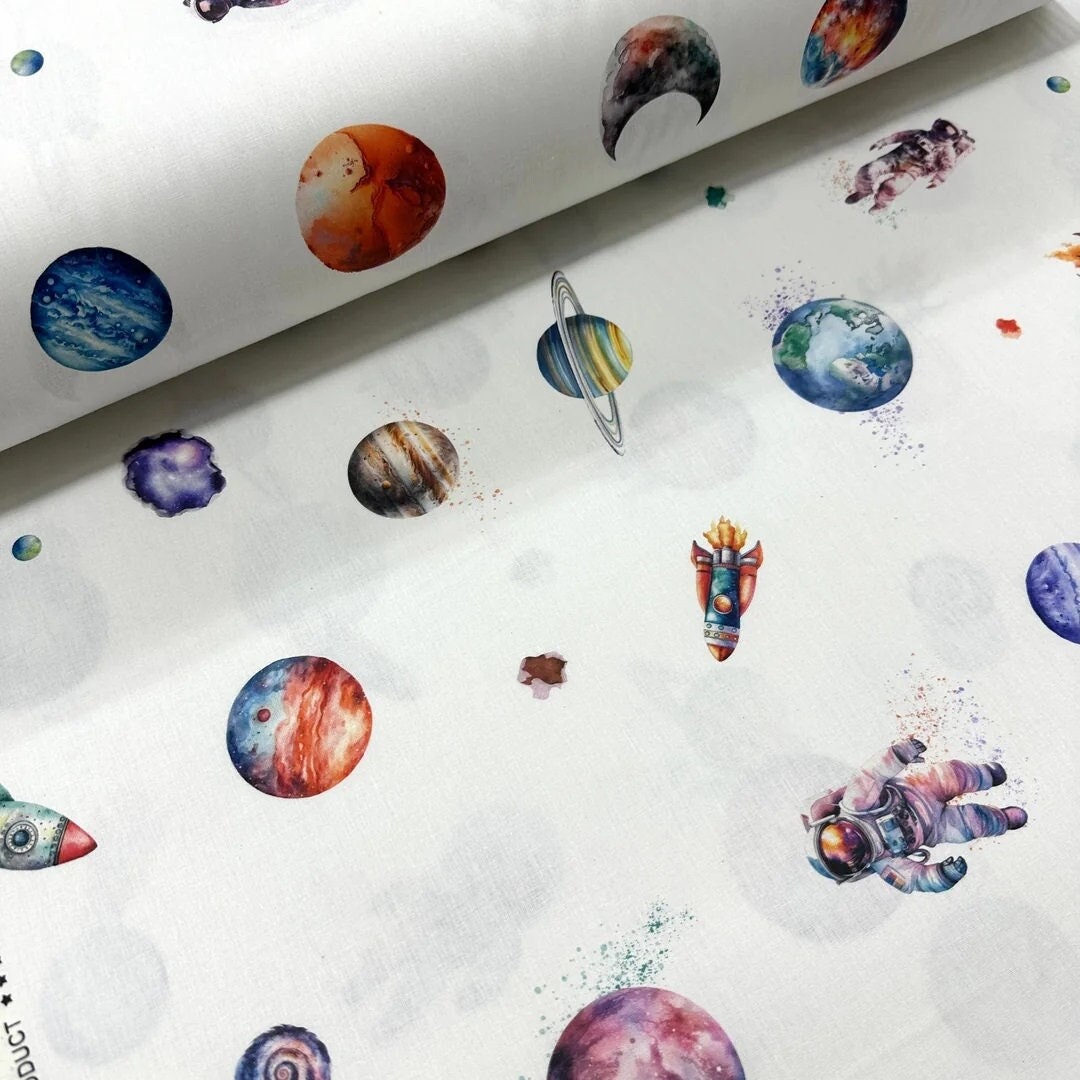 Astronaut Fabric Outer Space Theme Fabric by the Yard Planet Galaxy ...
