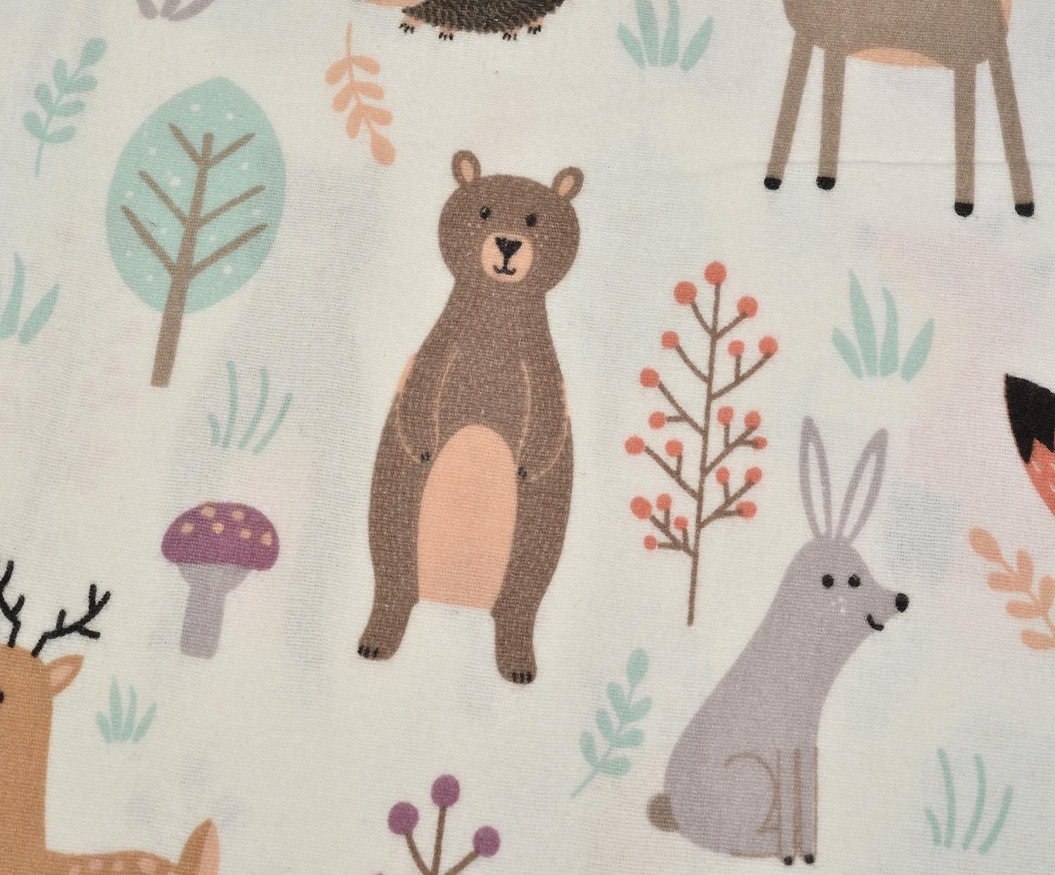 Forest Animals Flannel Fabric the Yard Babies Pajama Material Soft ...