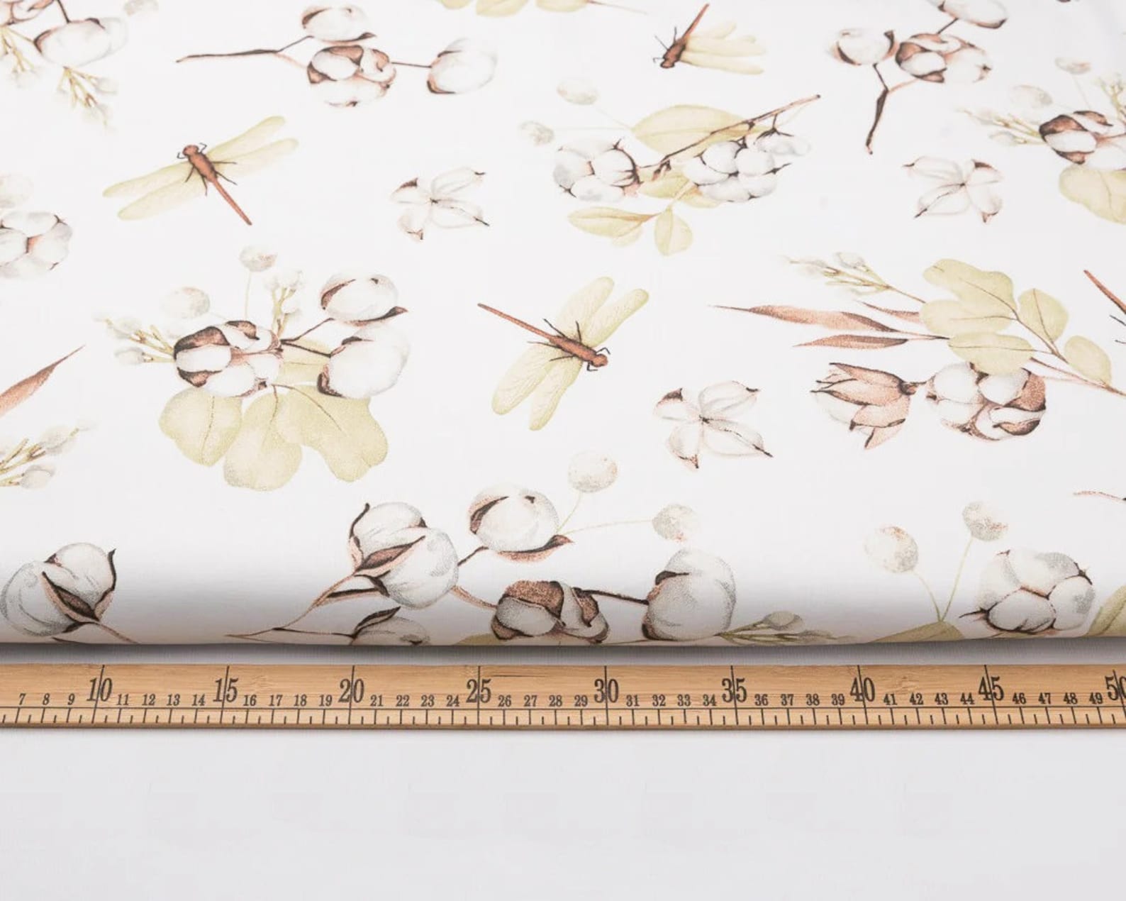 Dragonfly fabric Cotton fabric by the yard-meter Boho flower | Etsy