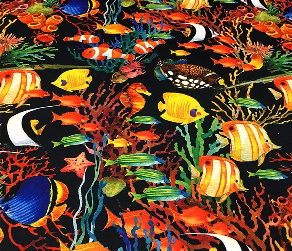 Fish Upholstery Fabric by the Yard-meter Marine Print Sea - Etsy