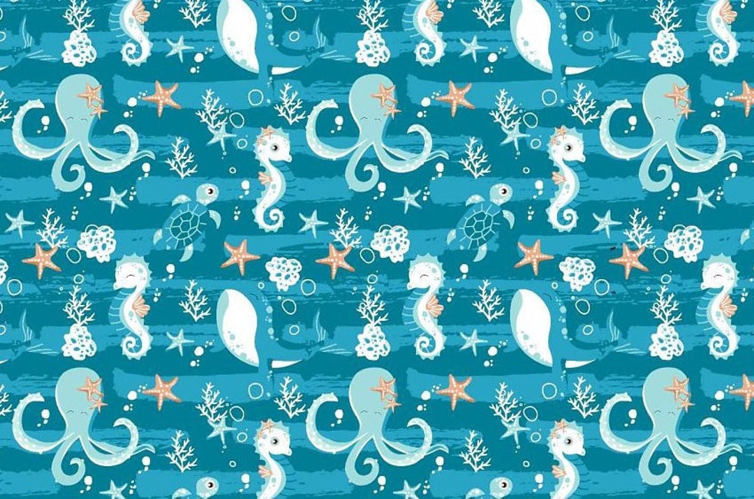 Sea Animals Fabric Ocean Animal Fabric Baby Fabric by the Yard-meter ...