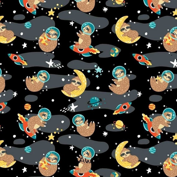 Space Fabric Sloth Fabric by the Yard-meter Baby Boy Fabric - Etsy