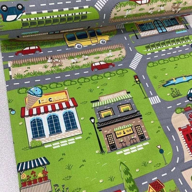 Playmat Fabric City Road Map Fabric Car Fabric by the Yard-meter Play ...