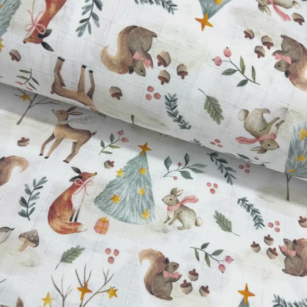 Christmas Double Gauze Fabric by the Yard Muslin Fabric 100% Cotton ...