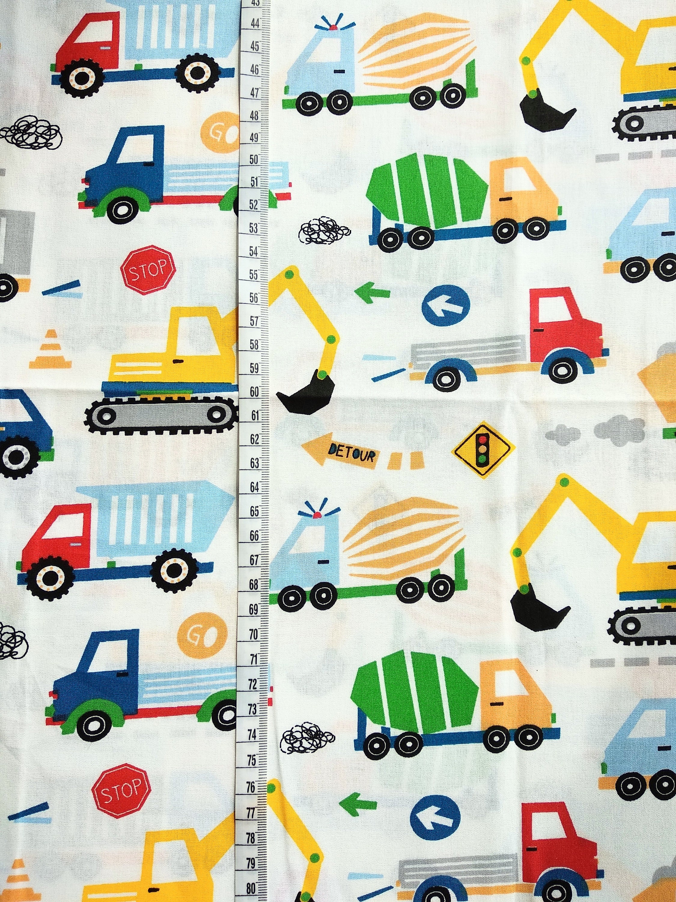 Construction Vehicles Fabric Excavator Digger Fabric by the Yard Trucks ...