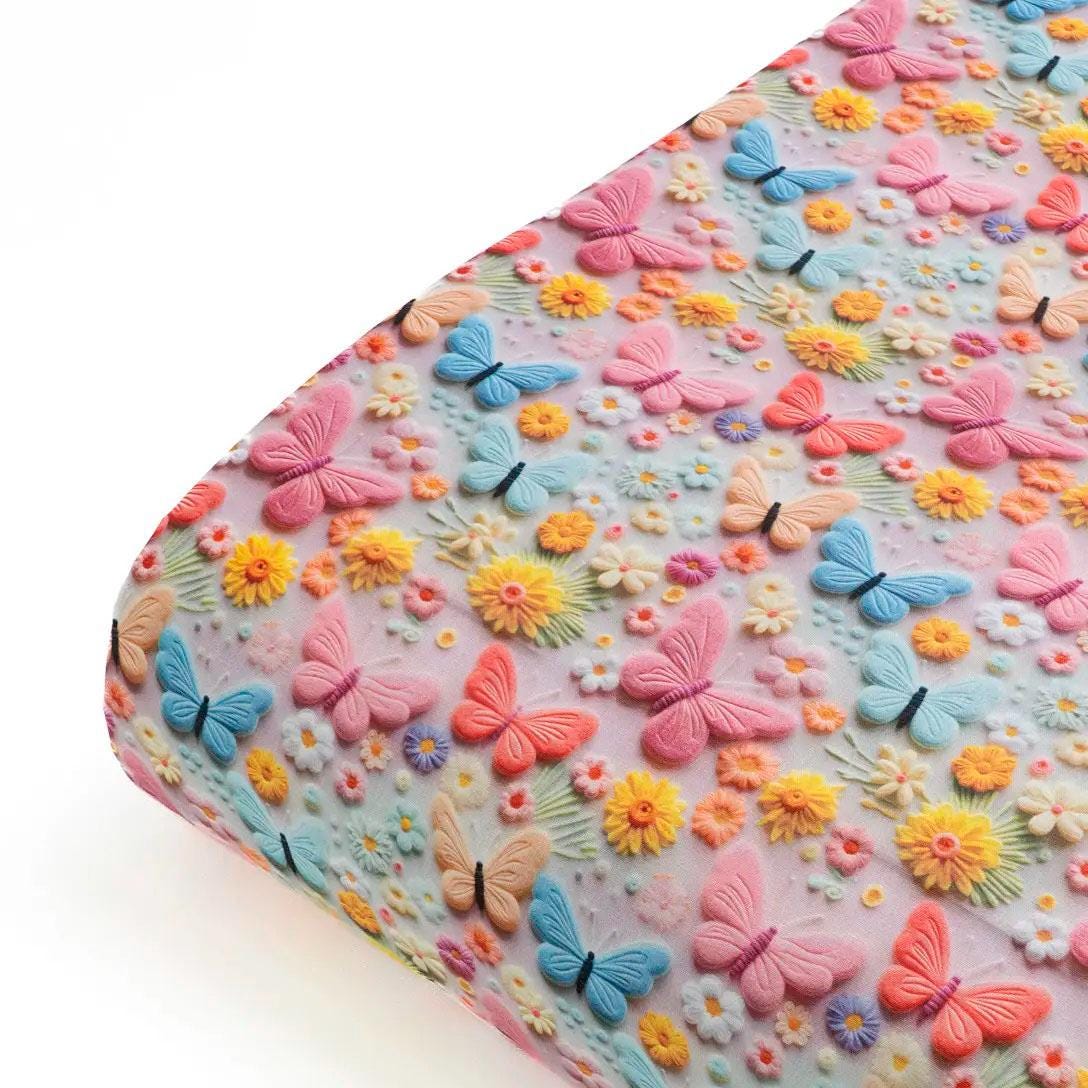Butterfly Fabric Baby Girl Fabric Colorful Butterflies Flowers Print ...