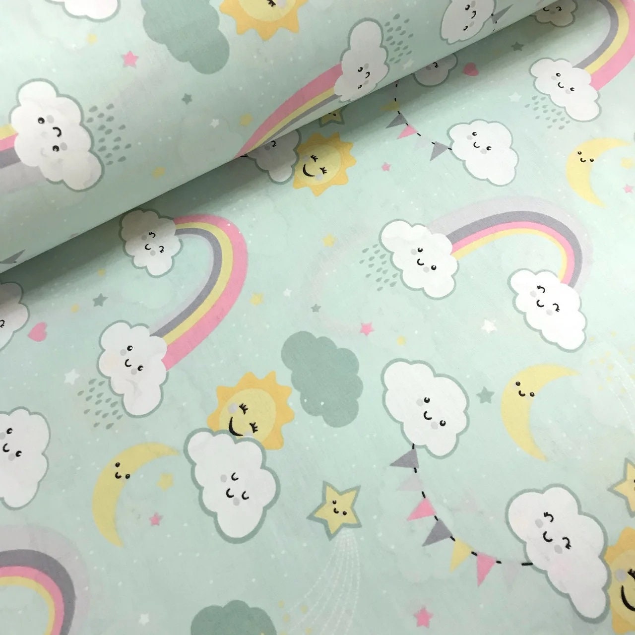 Rainbow fabric Nursery fabric Baby girl & boy fabric by the | Etsy