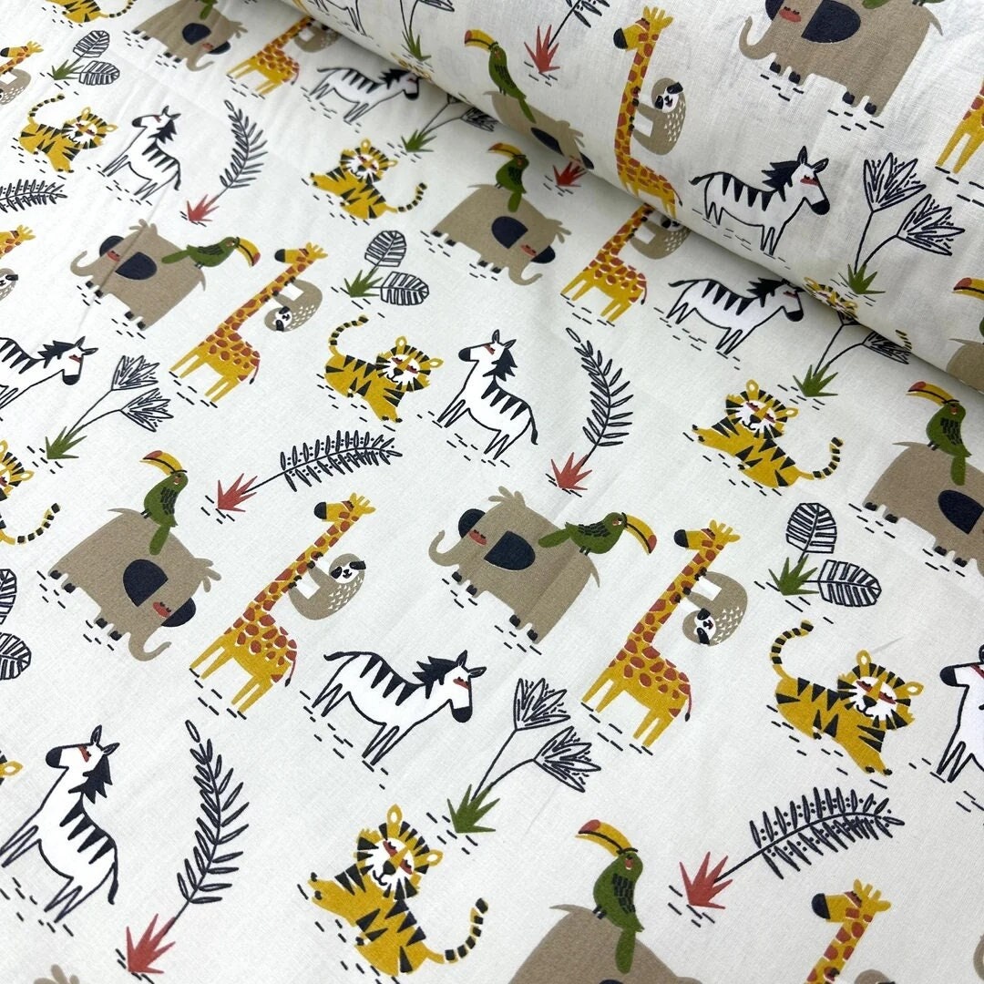 Safari Animals Fabric Elephant Fabric Baby Fabric by the Yard Nursery ...
