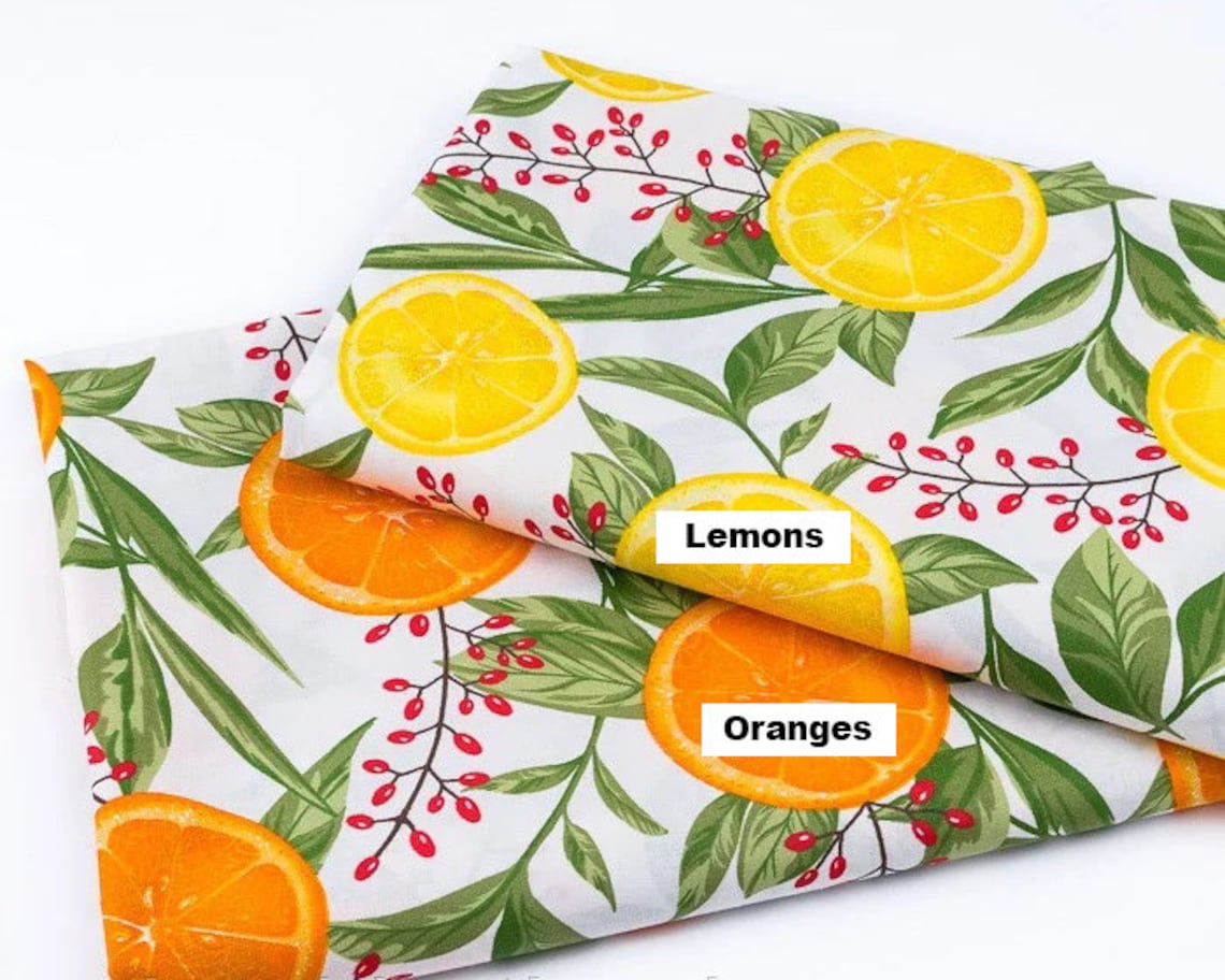 Fruit print fabric Oranges fabric by the yard-meter Citrus | Etsy