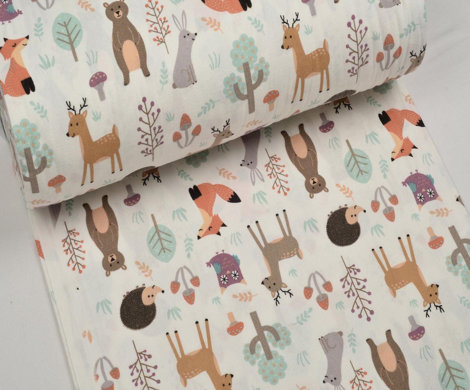 Forest Animals Flannel Fabric the Yard Babies Pajama Material Soft ...