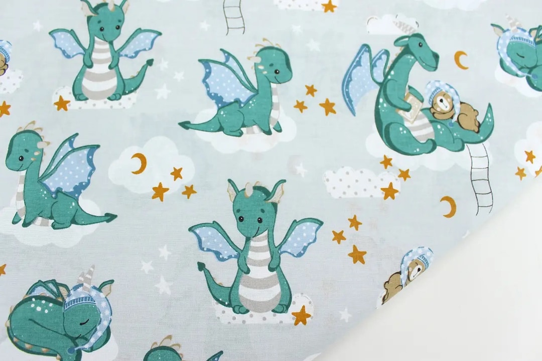 Baby Dragon Fabric Baby Boy or Girl Fabric With Dragons Nursery Fabric ...