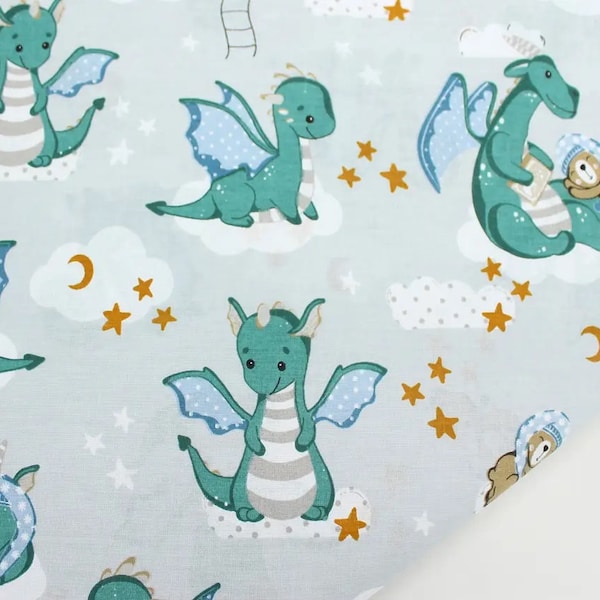 Boy Dragon Cotton Quilt Fabric - Etsy