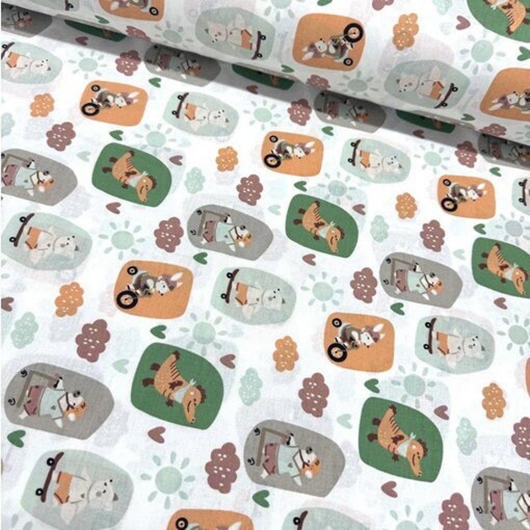 Sport Fabric Baby Fabric Nursery Fabric by the Yard Animals on Bicycles ...