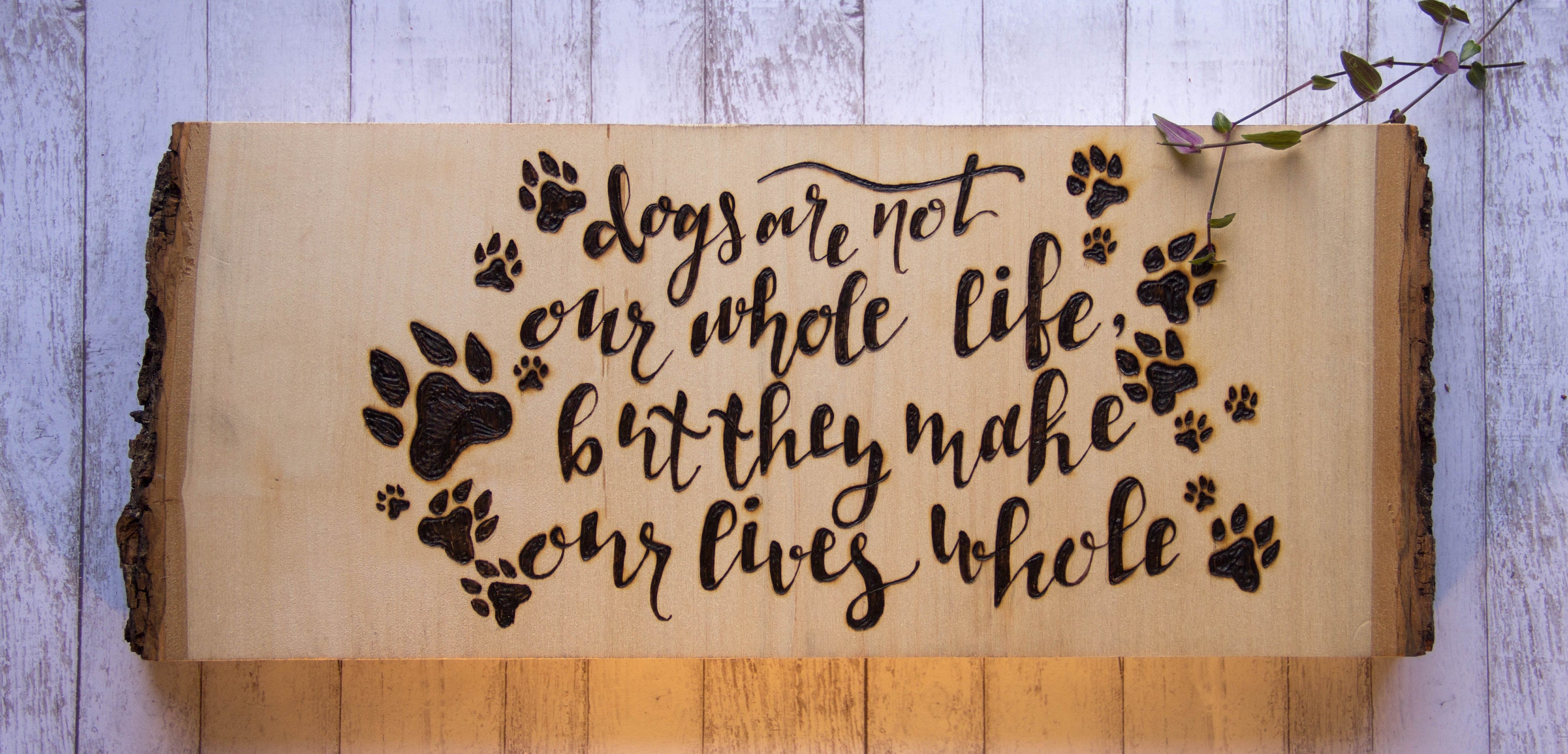 Live Edge "doggy Love" Thick Slab Wood Burned Art/propagation Station ...
