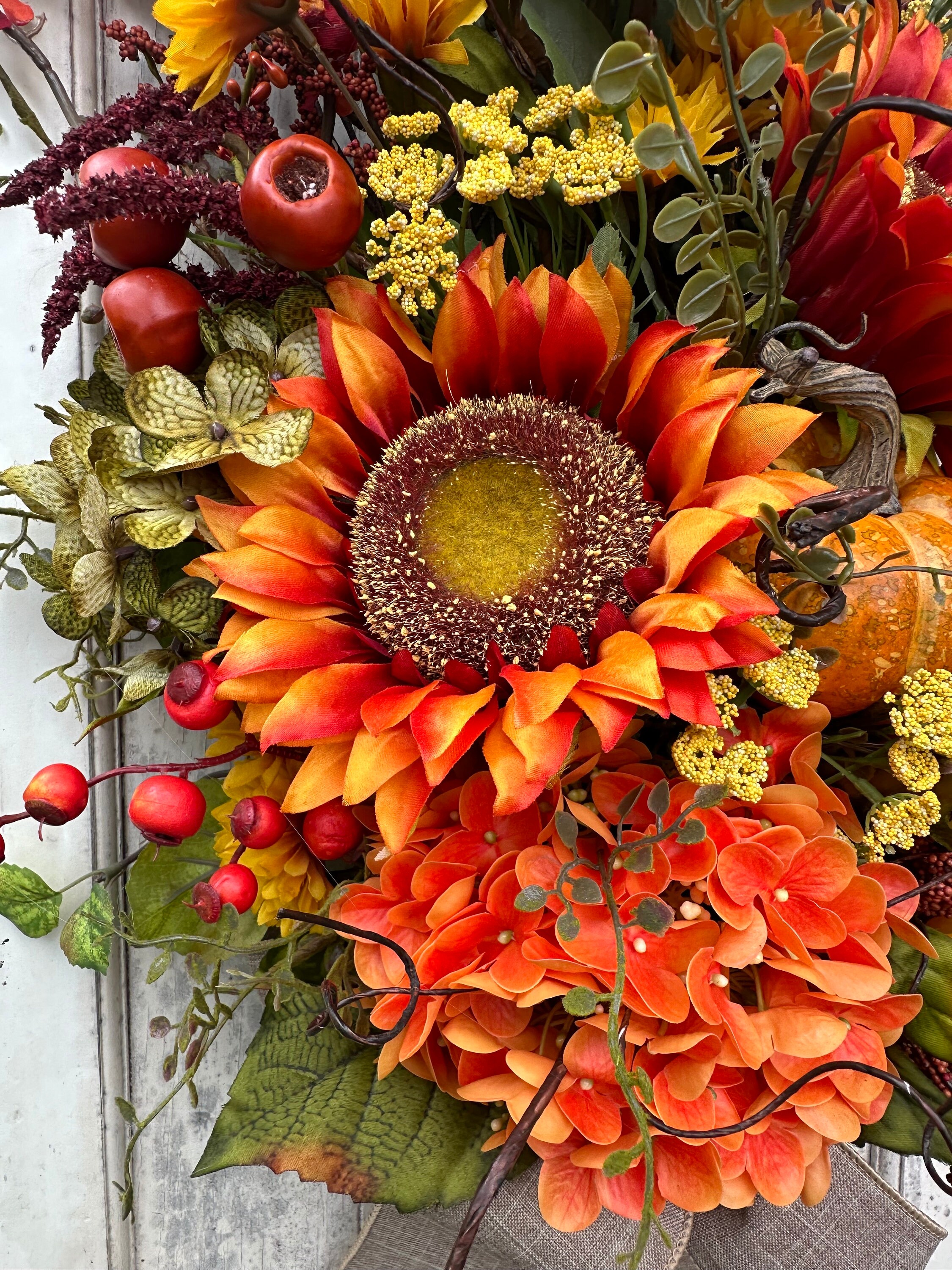 Red Sunflower Fall Door Swag - Etsy