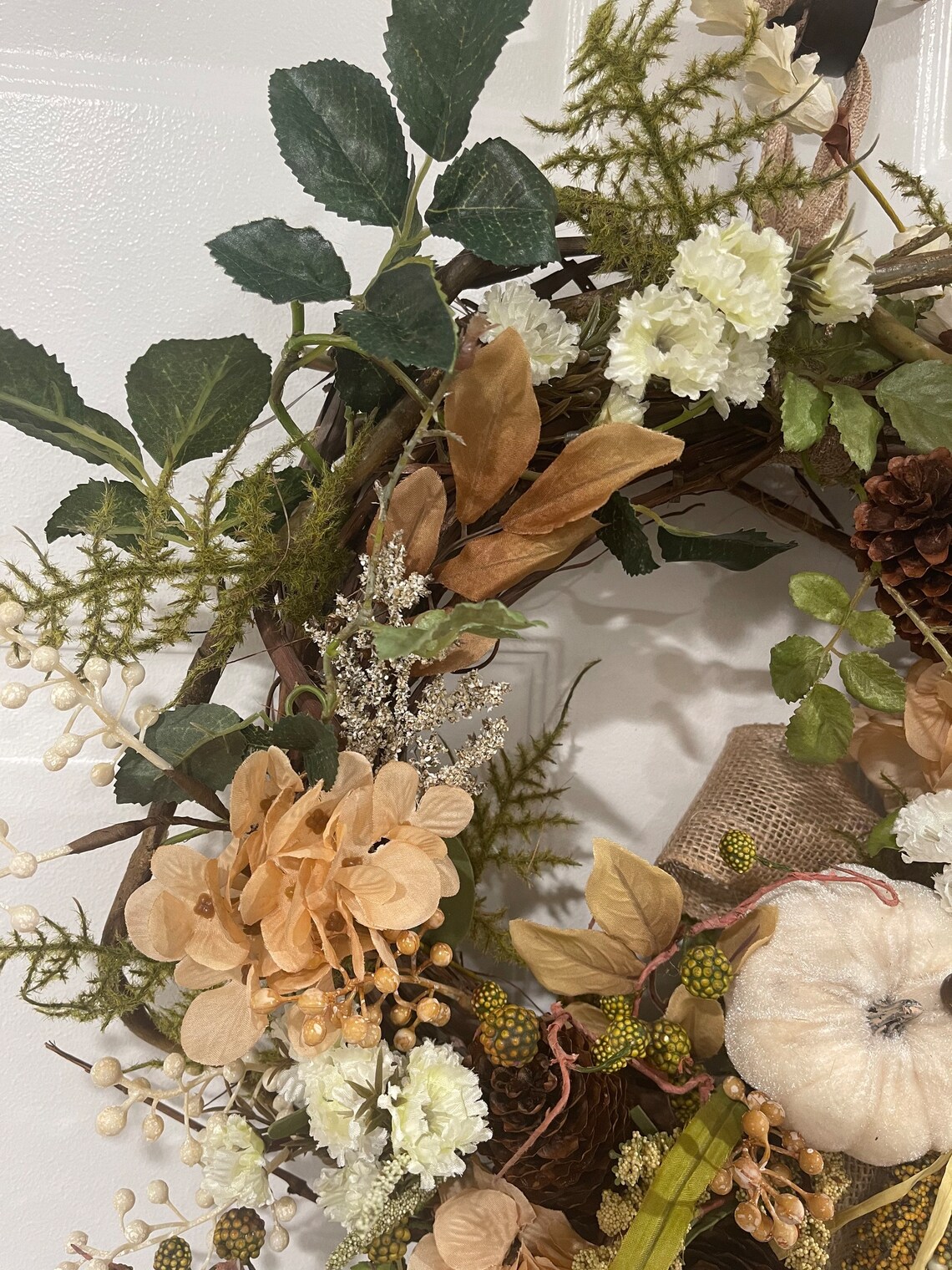 Autumn White Pumpkin Wreath - Etsy