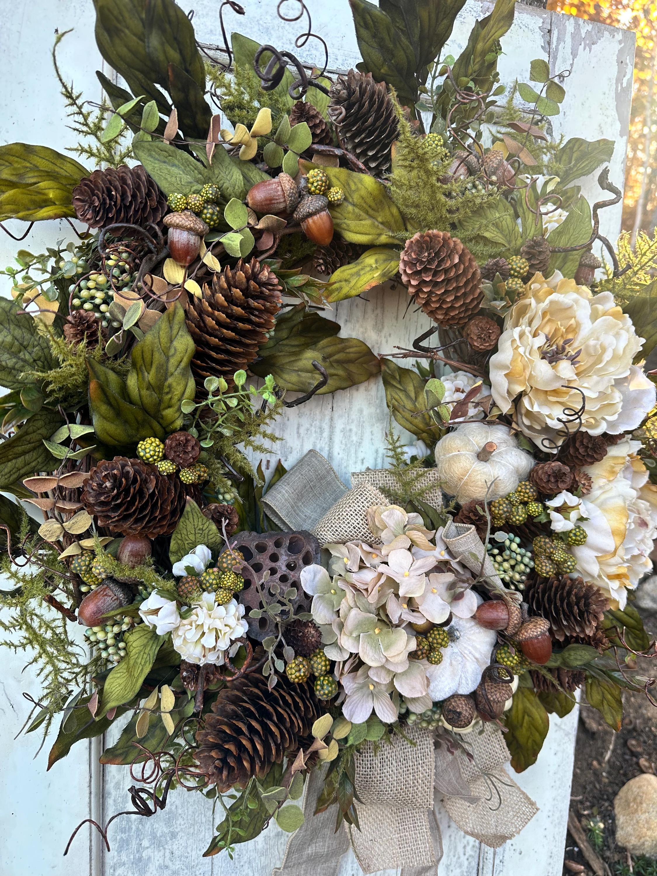 Cream Late Fall Garden Wreath - Etsy