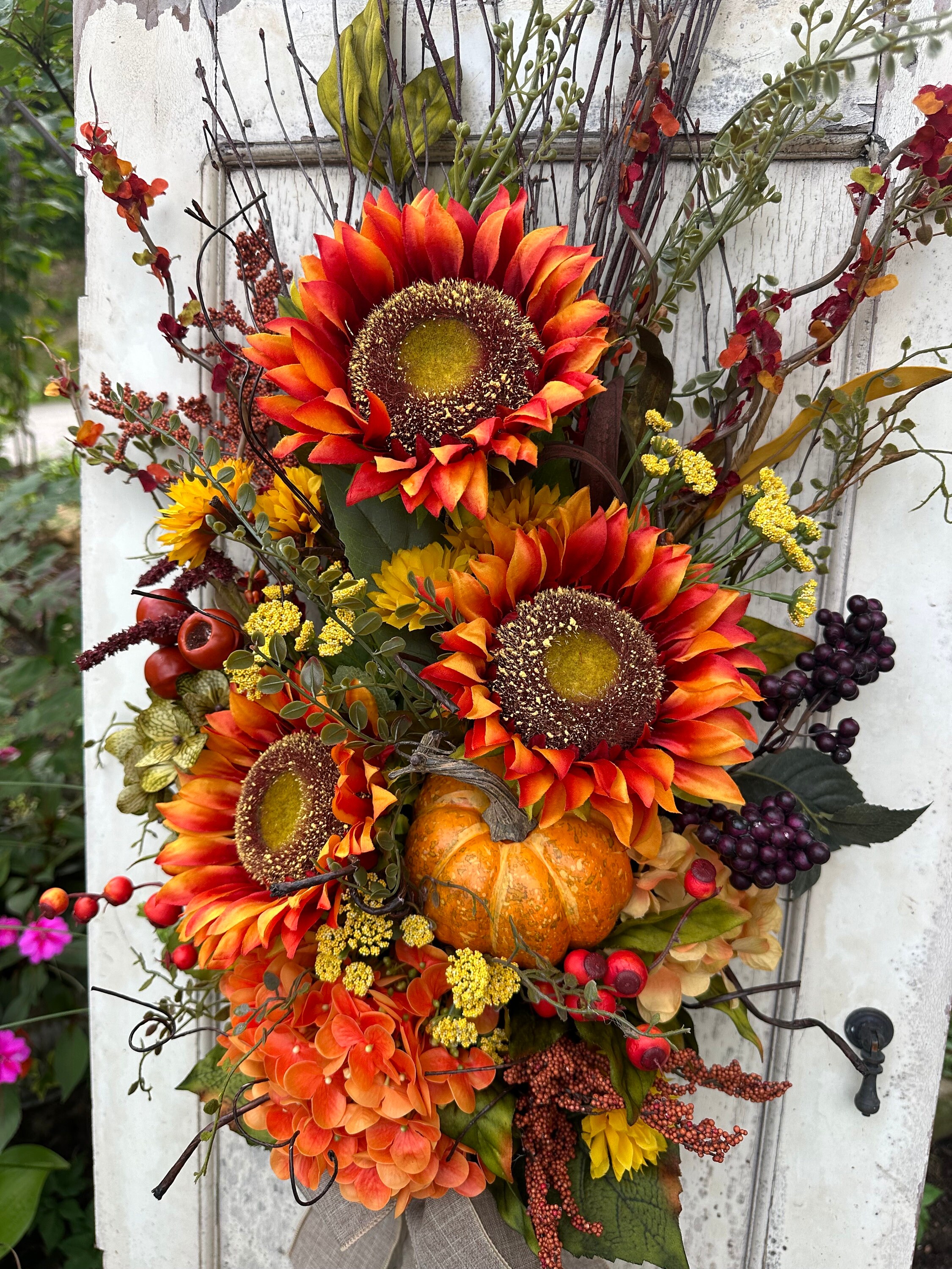 Red Sunflower Fall Door Swag - Etsy