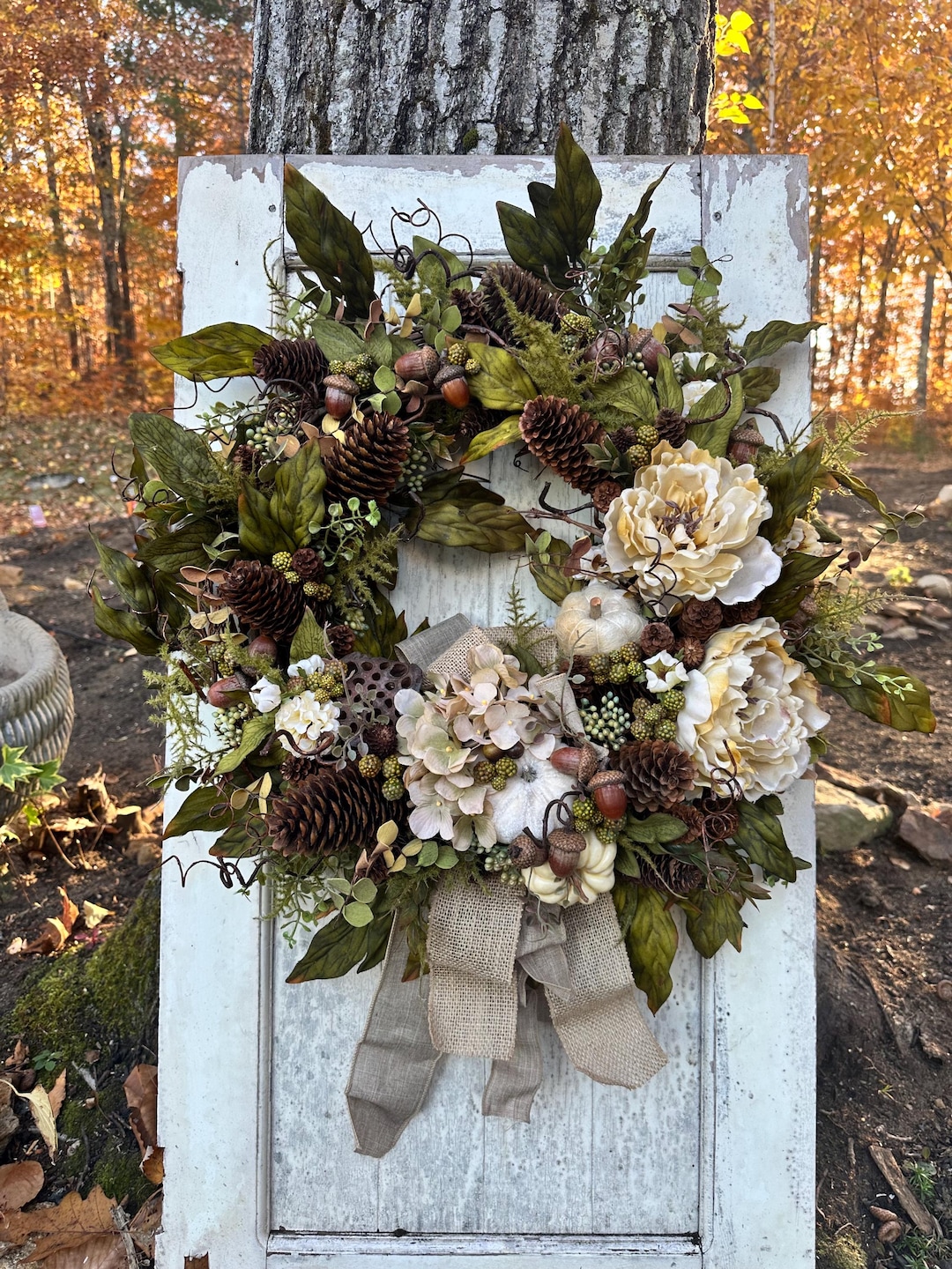 Cream Late Fall Garden Wreath - Etsy