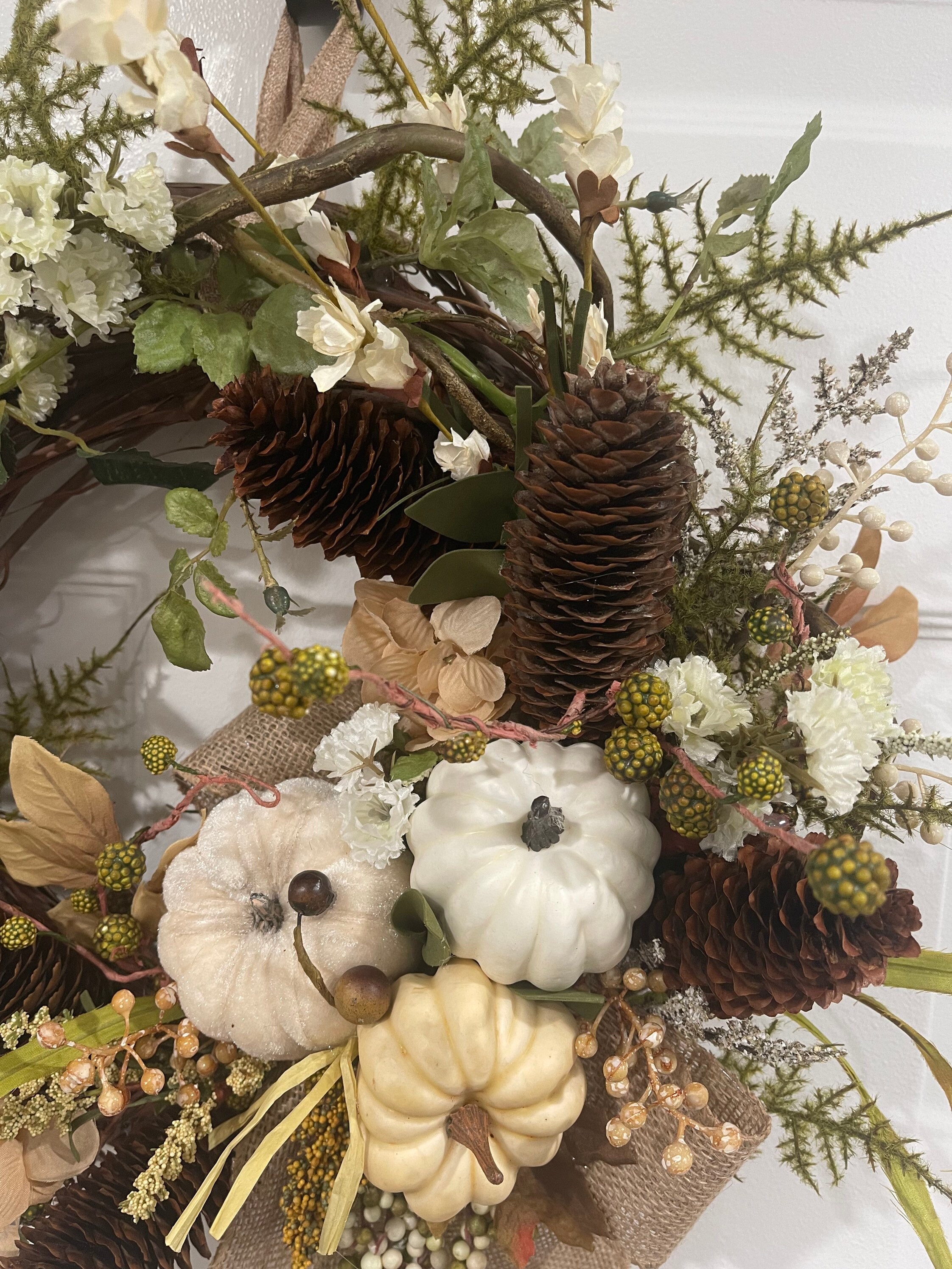 Autumn White Pumpkin Wreath - Etsy