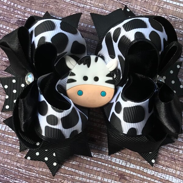 Cow Print Hair Bow - Etsy