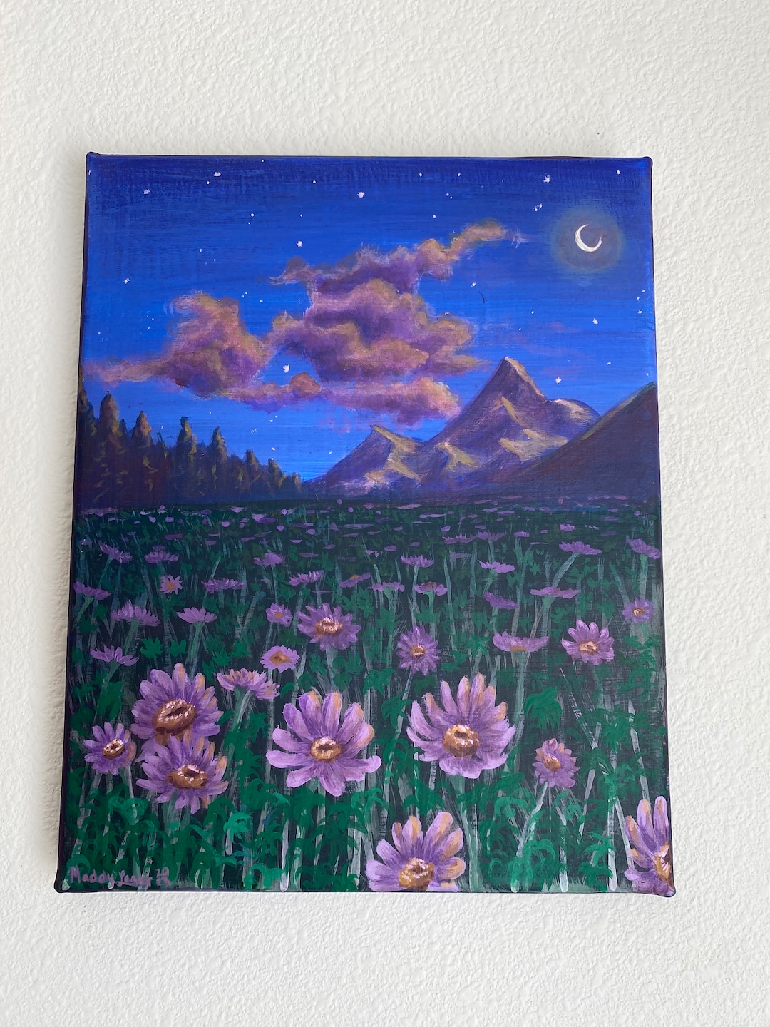 Purple Night Acrylic Painting - Etsy
