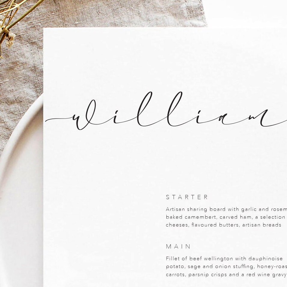 FEATHER Personalised Wedding Menu Cards Party Menus - Etsy