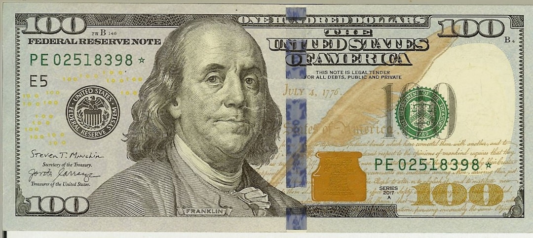 100 Hundred Dollar Bill With a Low STAR Serial Number PE 02518398 - Etsy